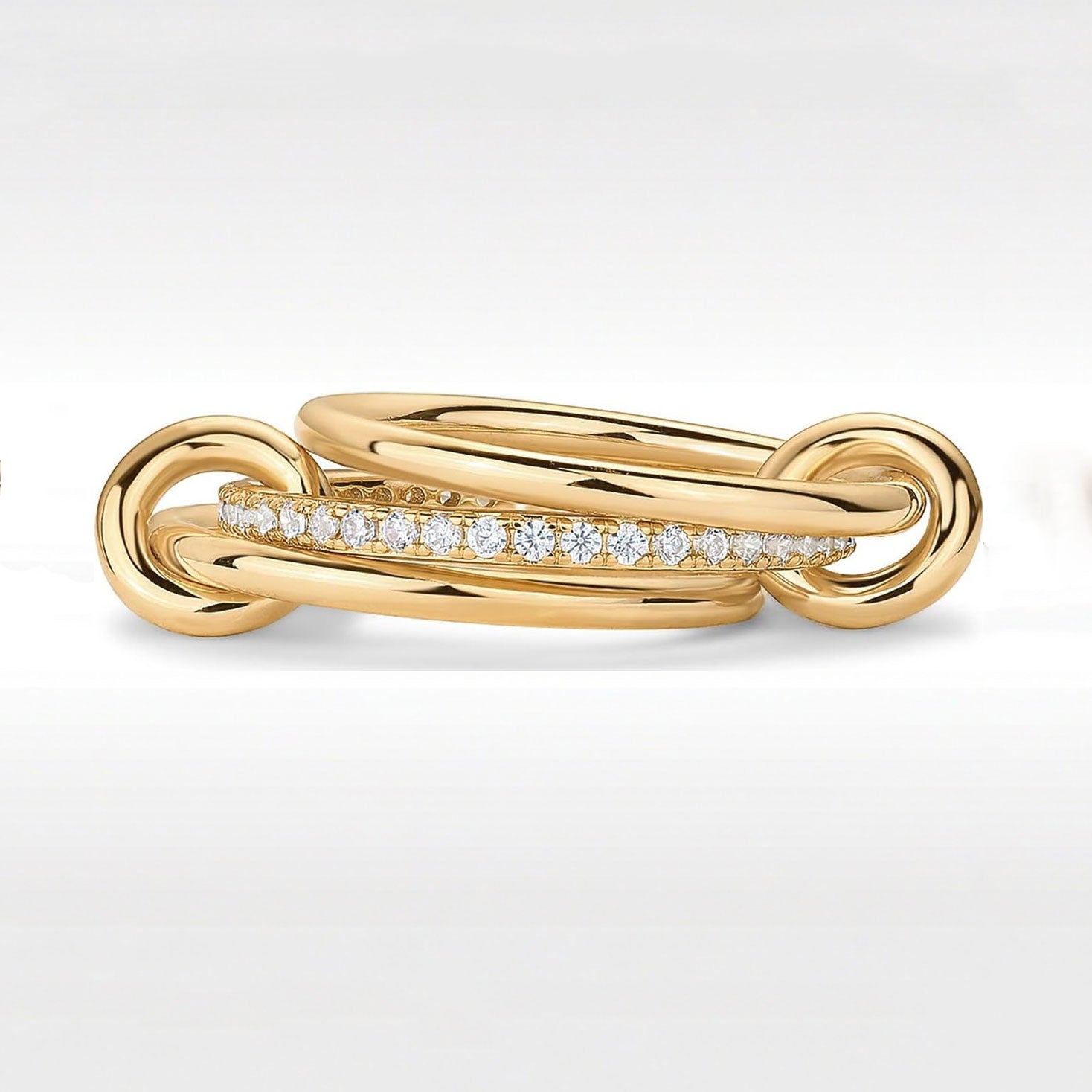 Triple Interlocking Gold Zircon Stackable Ring – Adorchic